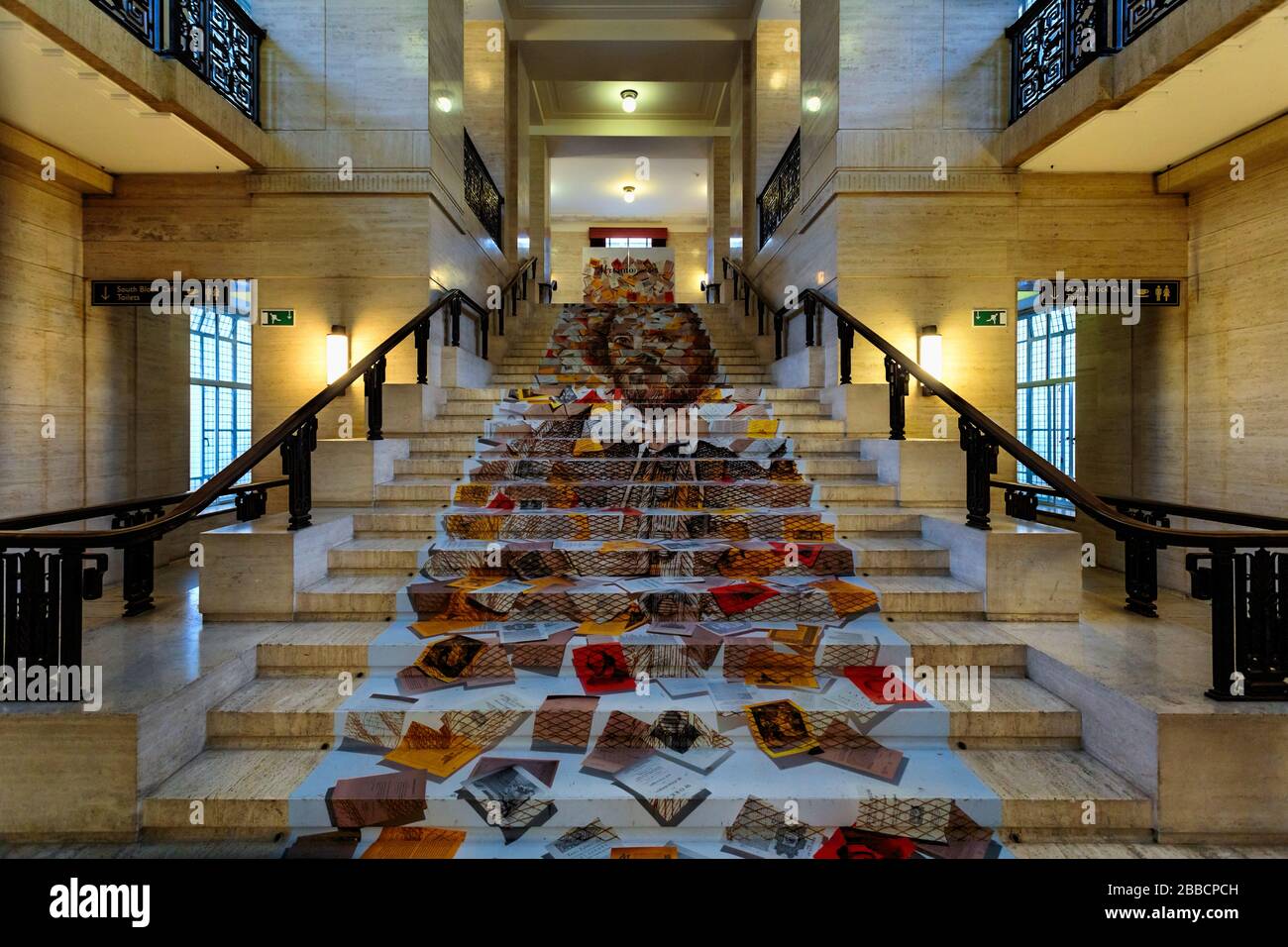 Grand staircase displaying the Shakespeare: Metamorphosis exhibition ...