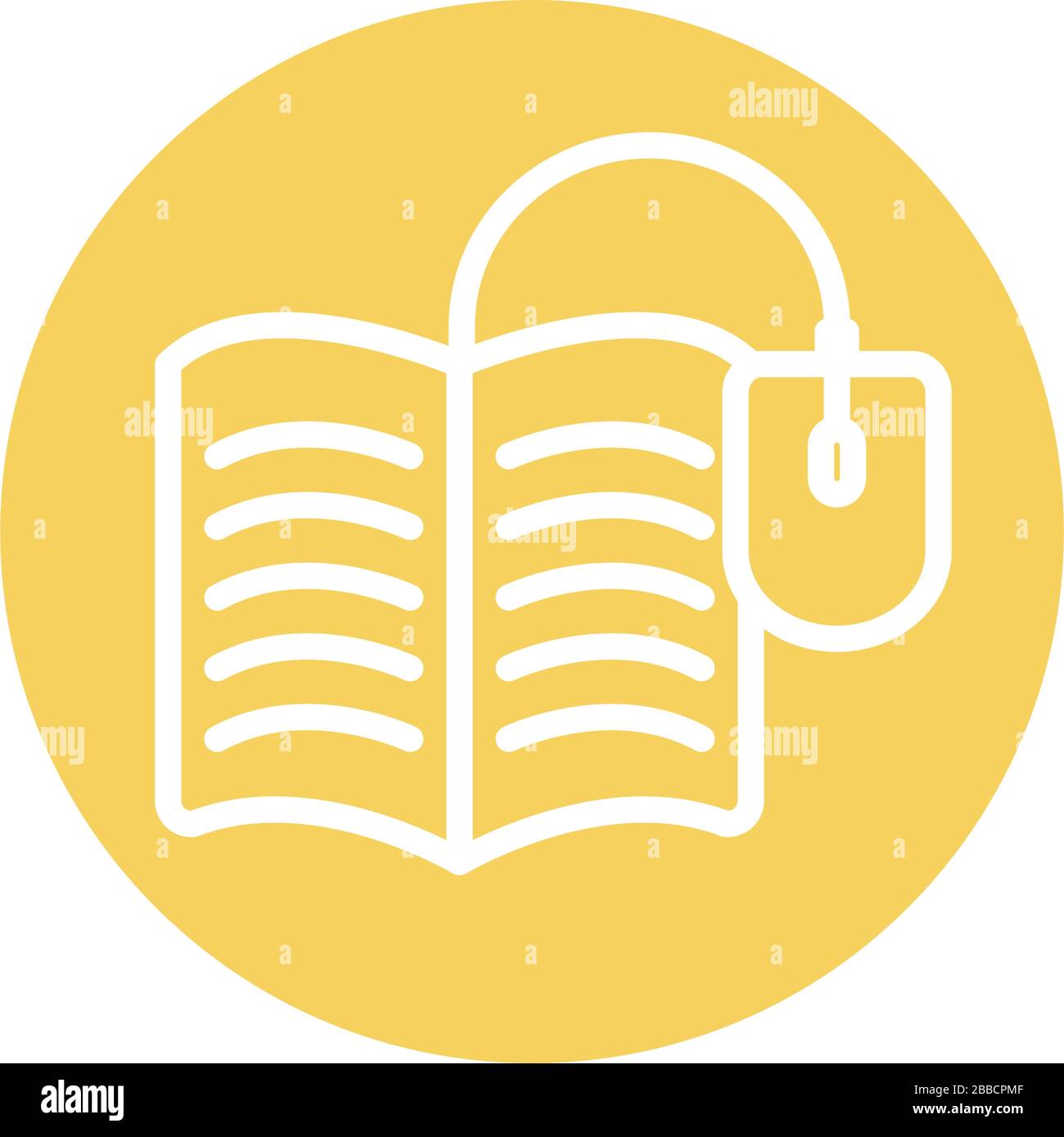 education online concept, book with mouse device icon over white ...