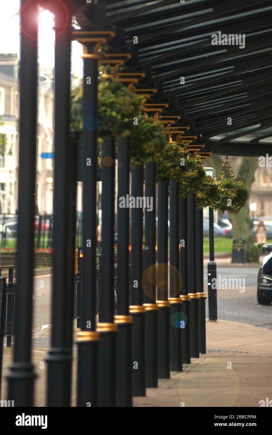 Decorative cast iron columns of covered walkway,Harrogate, North ...