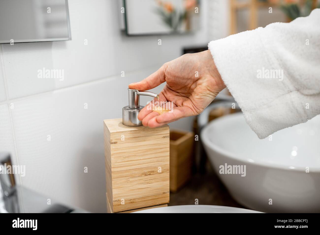 Woman foaming cleanser hi-res stock photography and images - Alamy