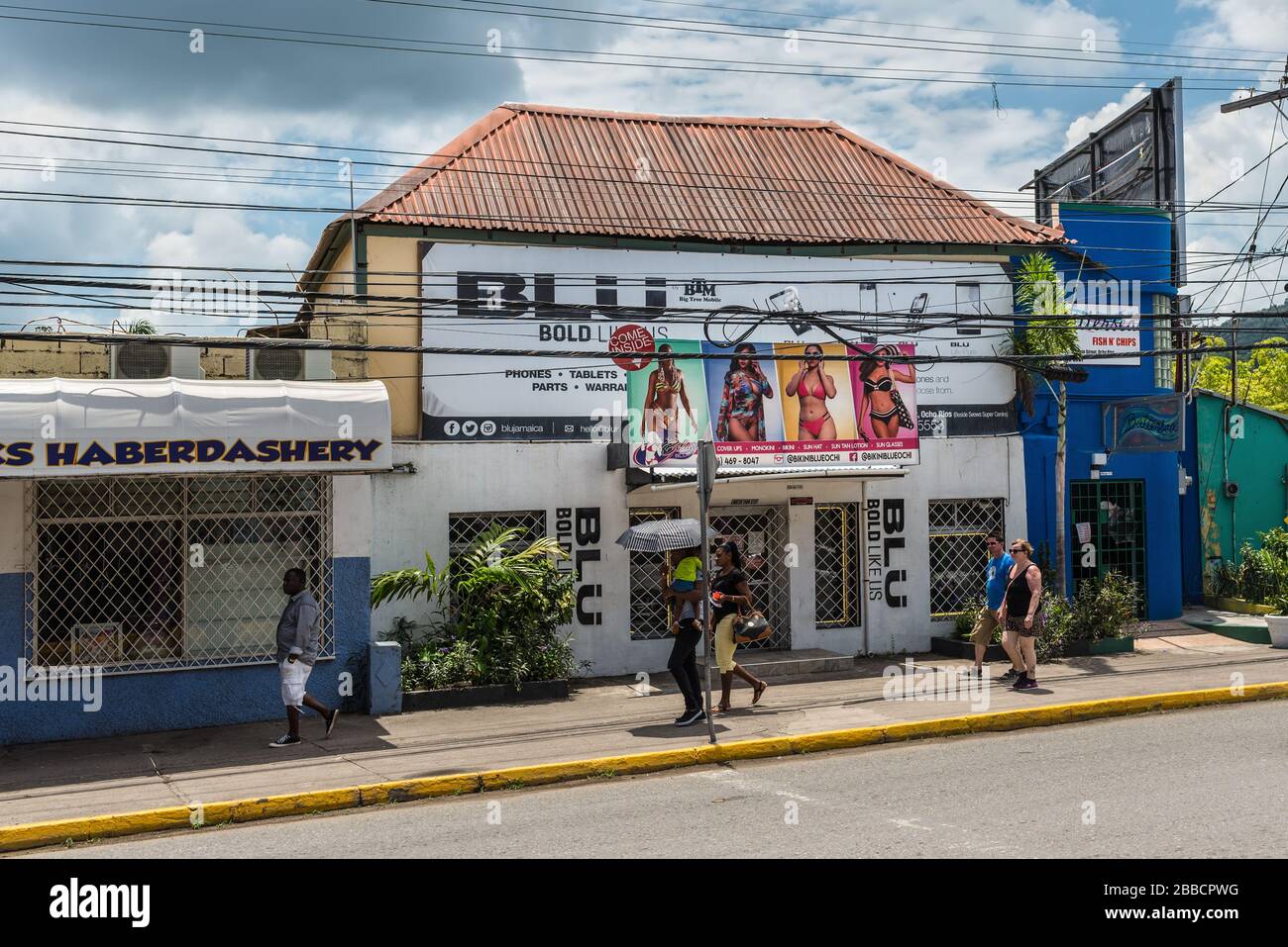 Ocho Rios, Jamaica - April 22, 2019: Street view of Ocho Rios at day ...