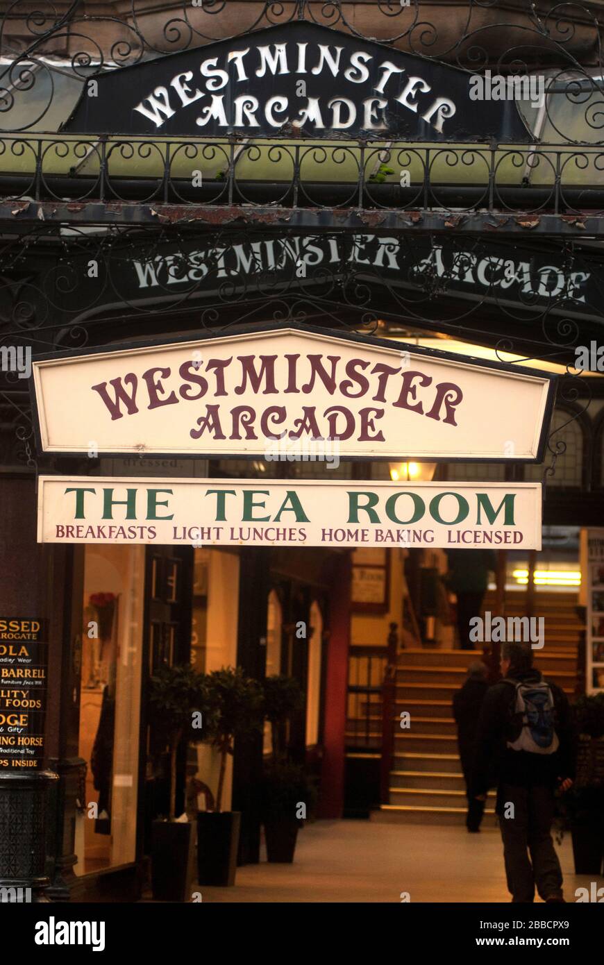 Entrance to Westminster Arcade, Harrogate, North Yorkshire Stock Photo ...