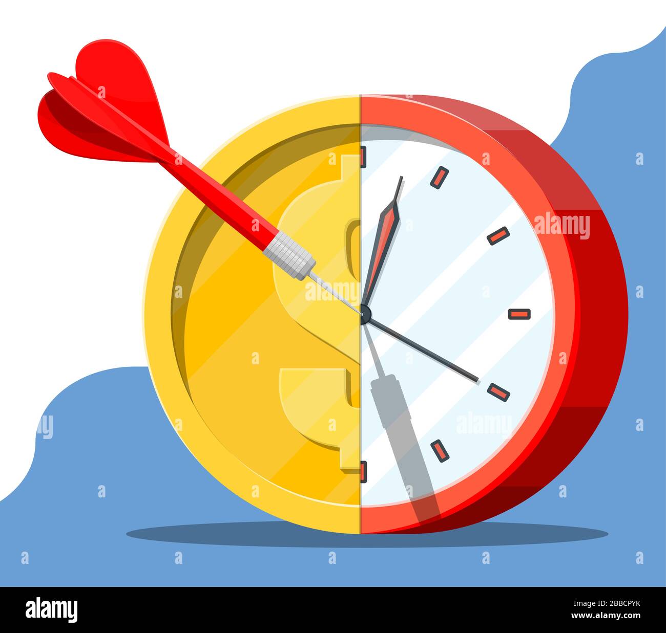Target with dart and gold coin clocks. Goal setting. Smart goal ...