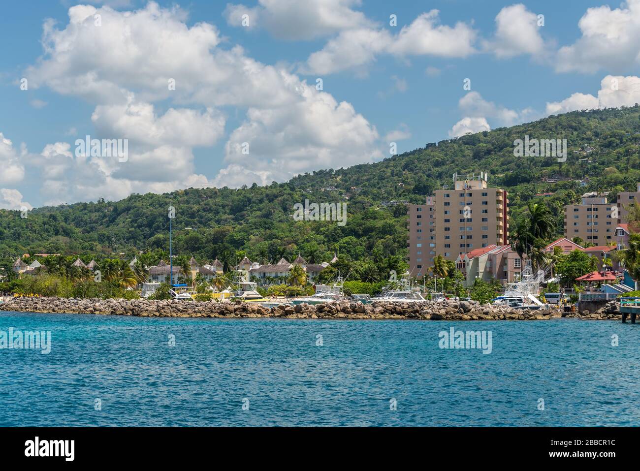 Ocho Rios, Jamaica - April 22, 2019: Coastline view with Ocho Rios Bay ...