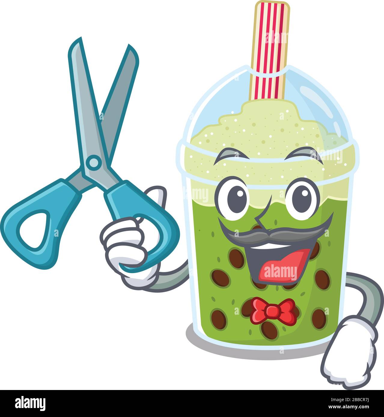 Cool Barber matcha bubble tea mascot design style Stock Vector Image ...