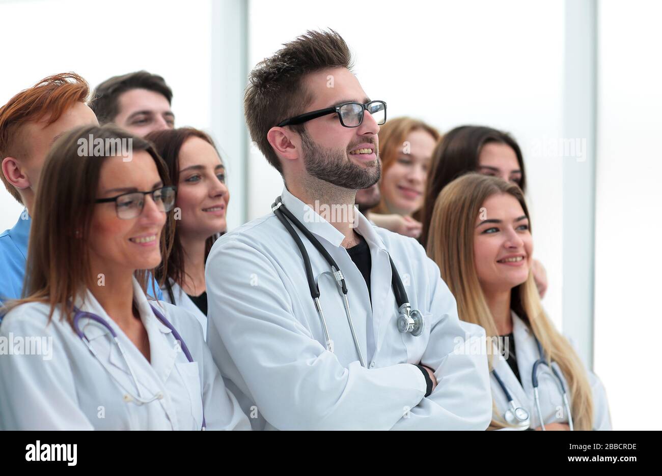 large group of doctors congratulating each other with applause Stock ...