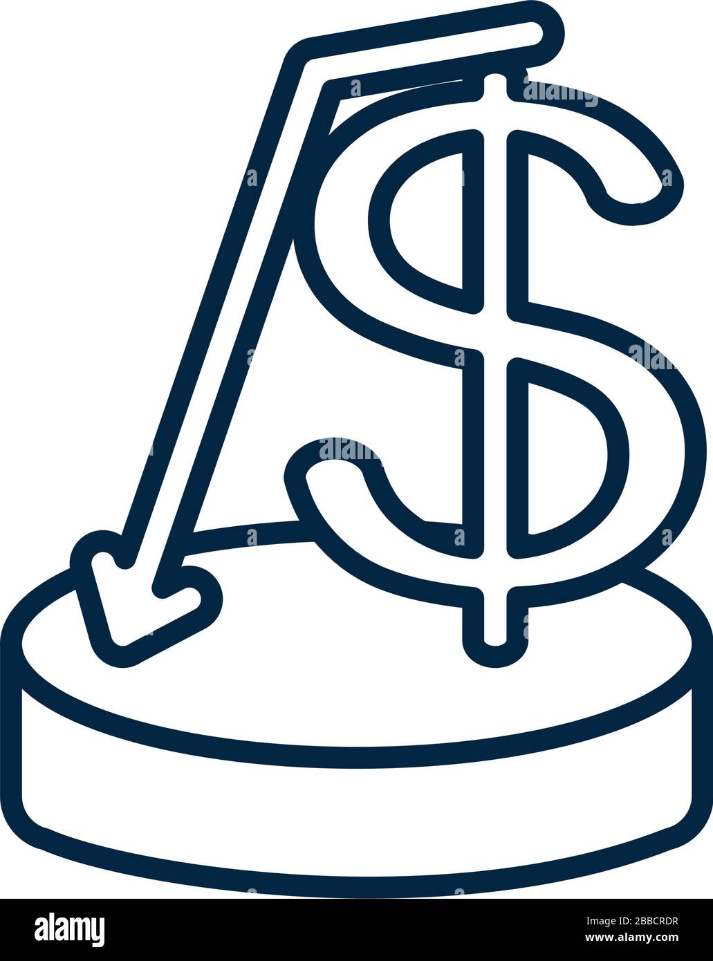 Stock Market Crash Concept Money Symbol And Descending Financial Arrow