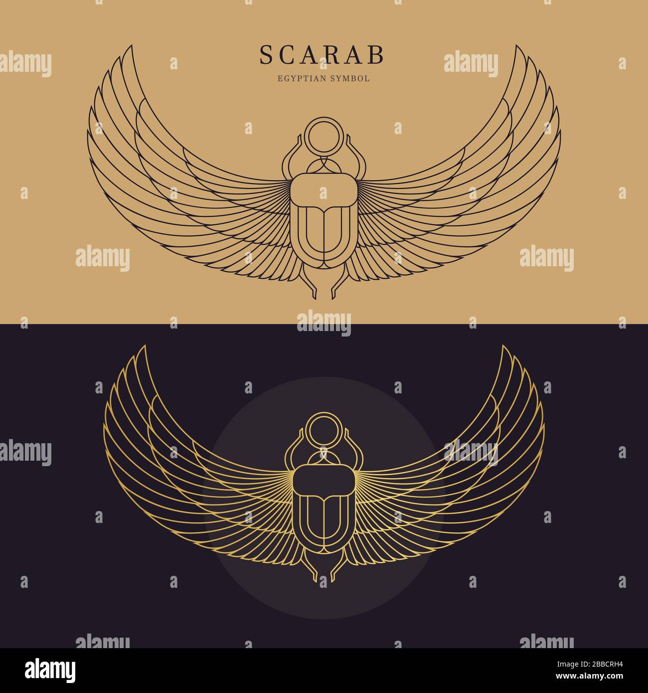 A set of two linear illustrations on a bright and dark background Stock ...