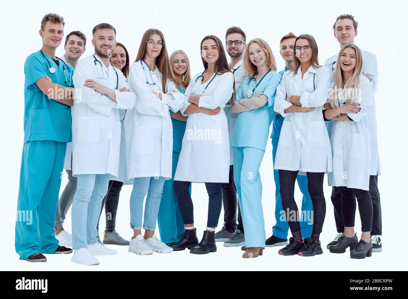 top view. a group of smiling doctors pointing at you Stock Photo - Alamy