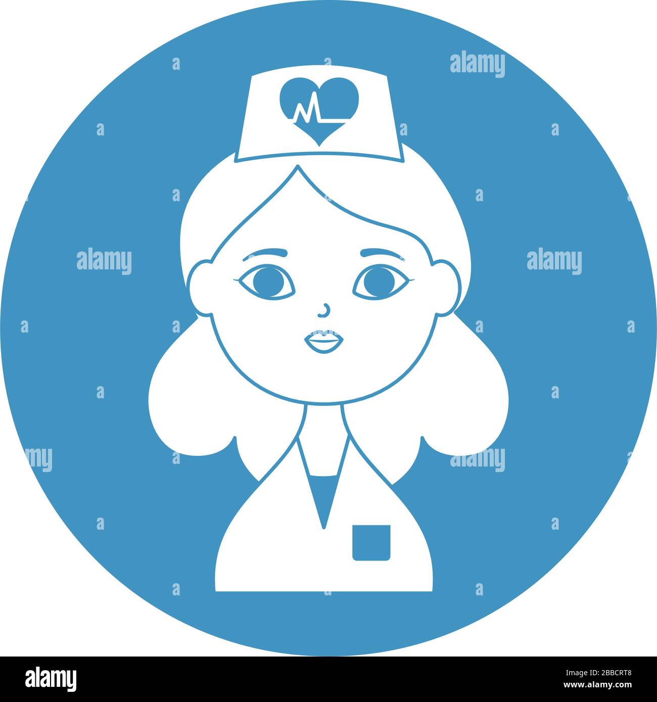 cartoon woman nurse icon over white background, block style, vector ...