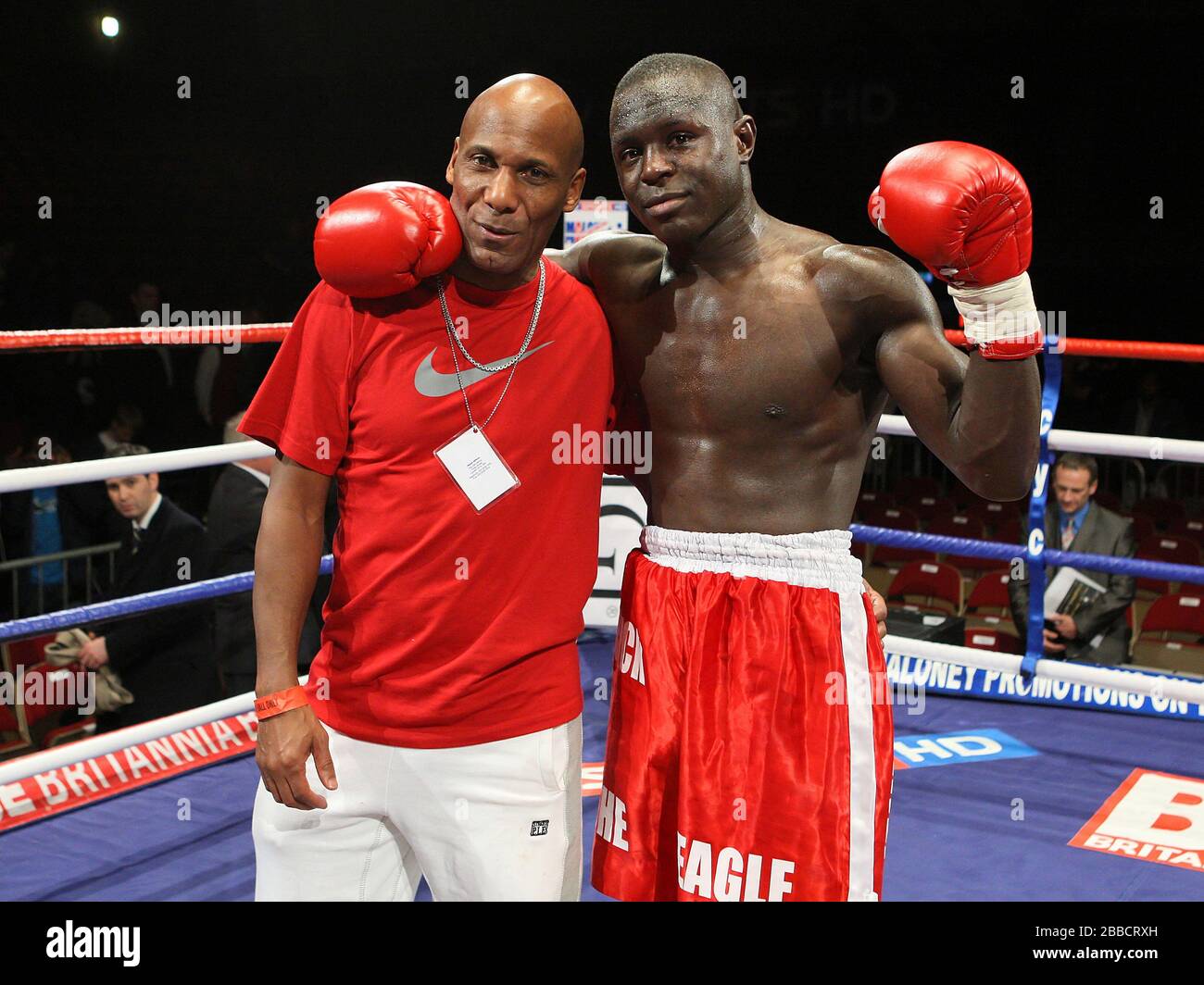 Erick Ochieng (red shorts) defeats Jon Harrison in a Super-Middleweight ...