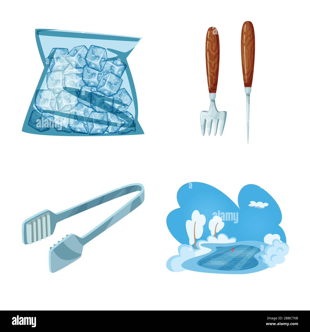 Isolated object of frost and water symbol. Set of frost and wet stock ...