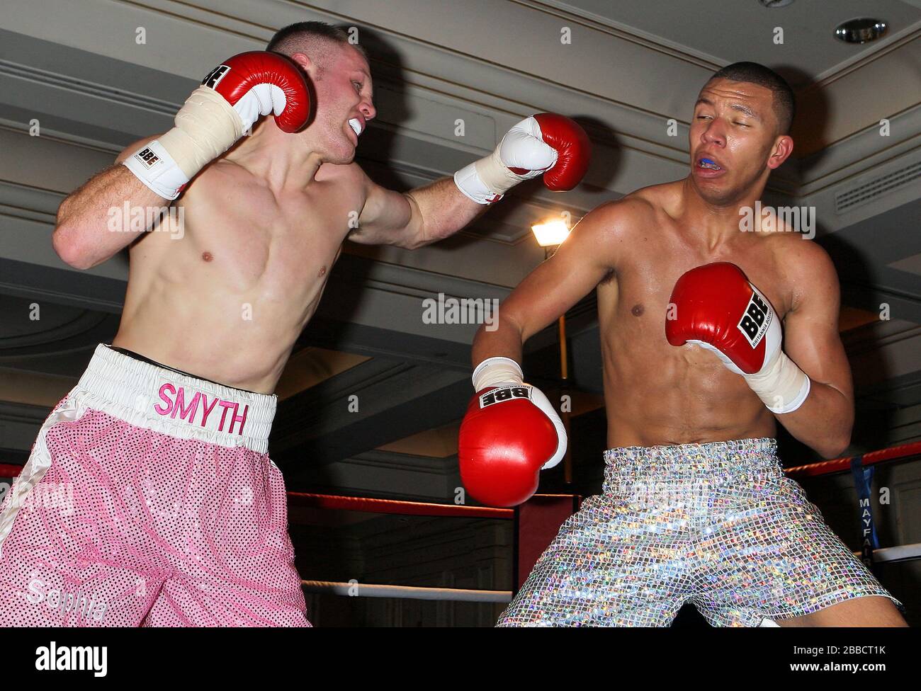 Lee Duncan (silver shorts) defeats Joe Smyth in a Light-Heavyweight ...
