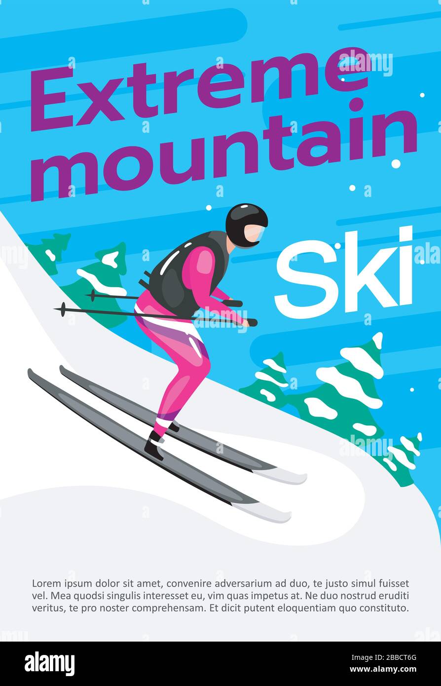Extreme mountain ski poster vector template Stock Vector Image & Art ...