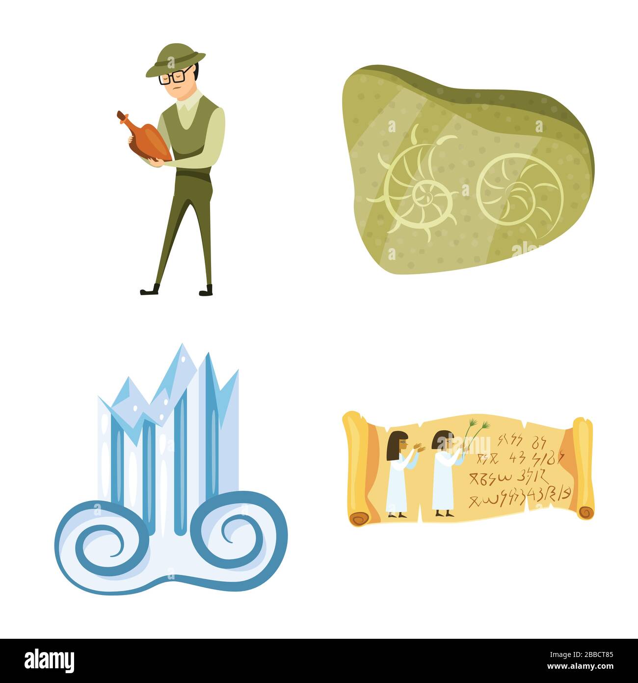 Isolated object of archaeology and historical sign. Collection of ...