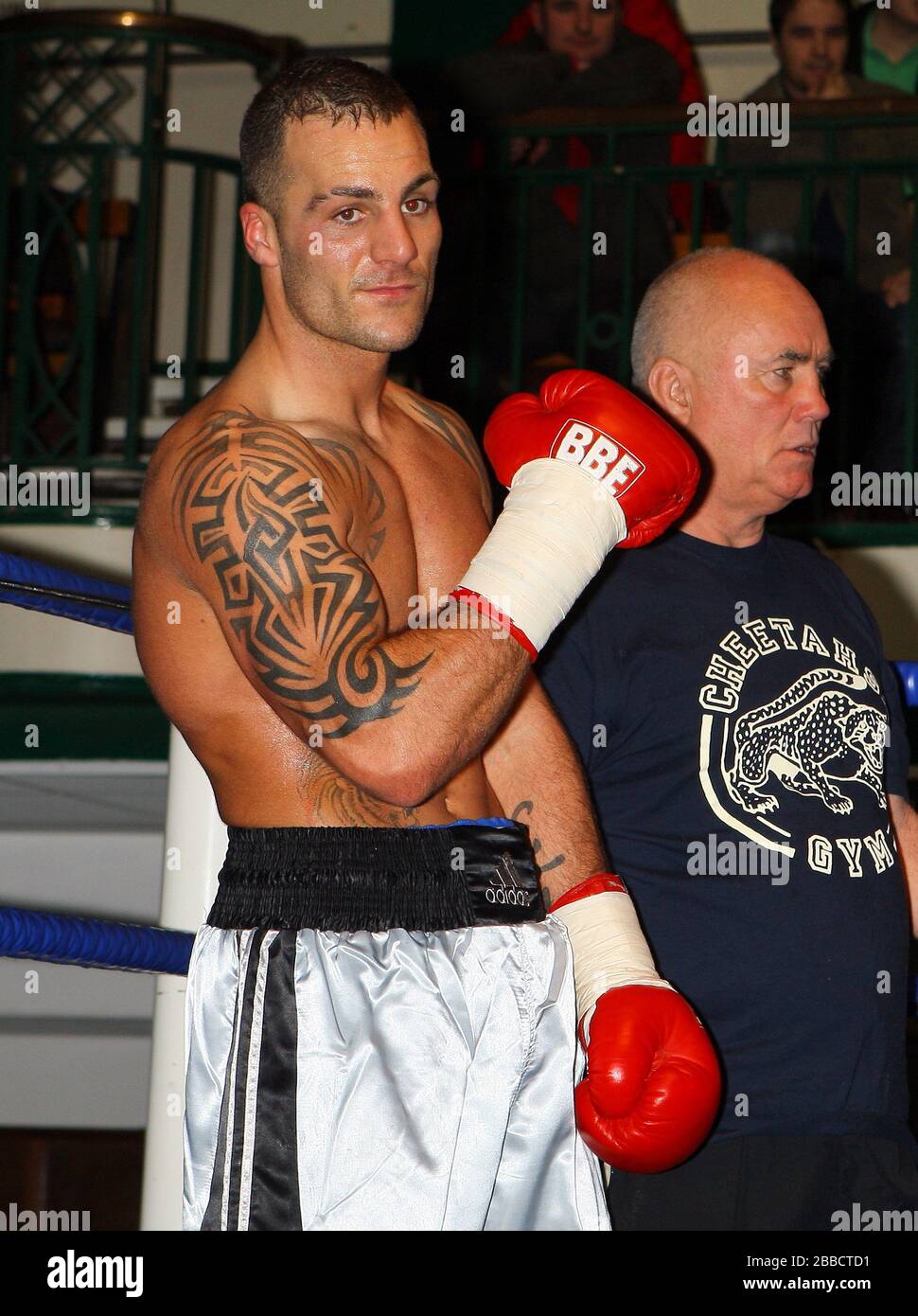 Navid Iran (silver shorts) defeats Steve Timms (red/white shorts) in a ...
