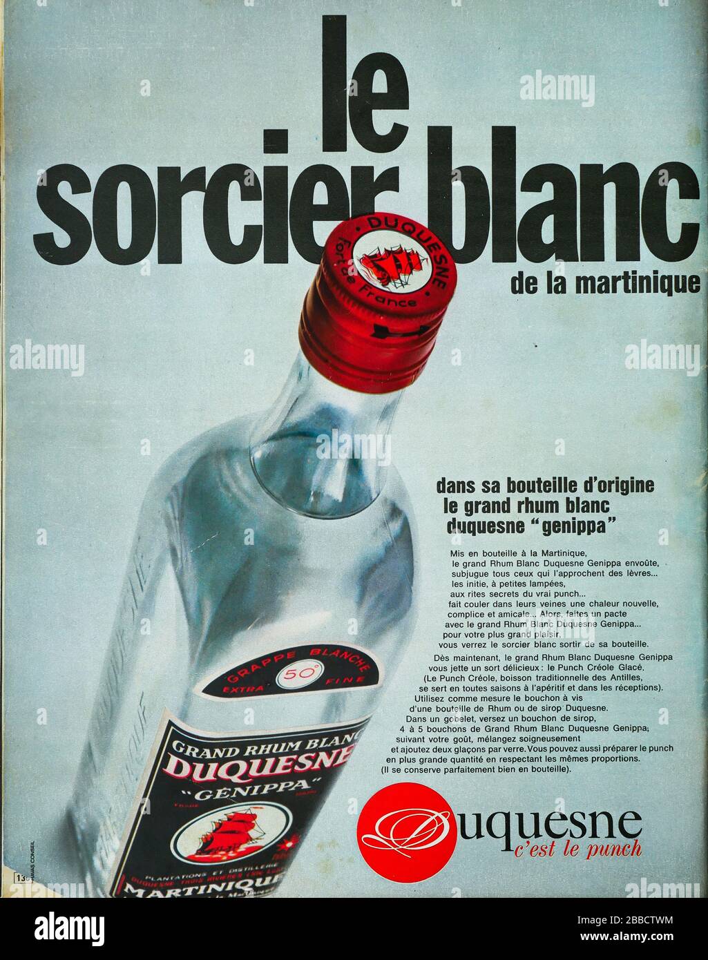 Advertising page for Duquesne rhum, Backcover of French News magazine ...