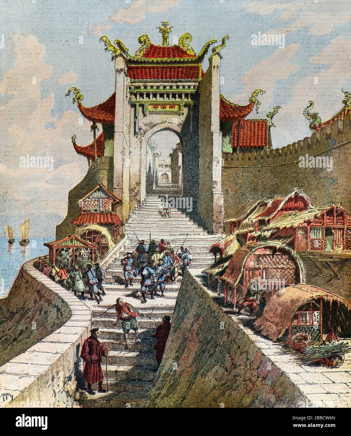 Meyer Henri ( 1841 - 1899 ) - View of the Shanghai Gate during the ...