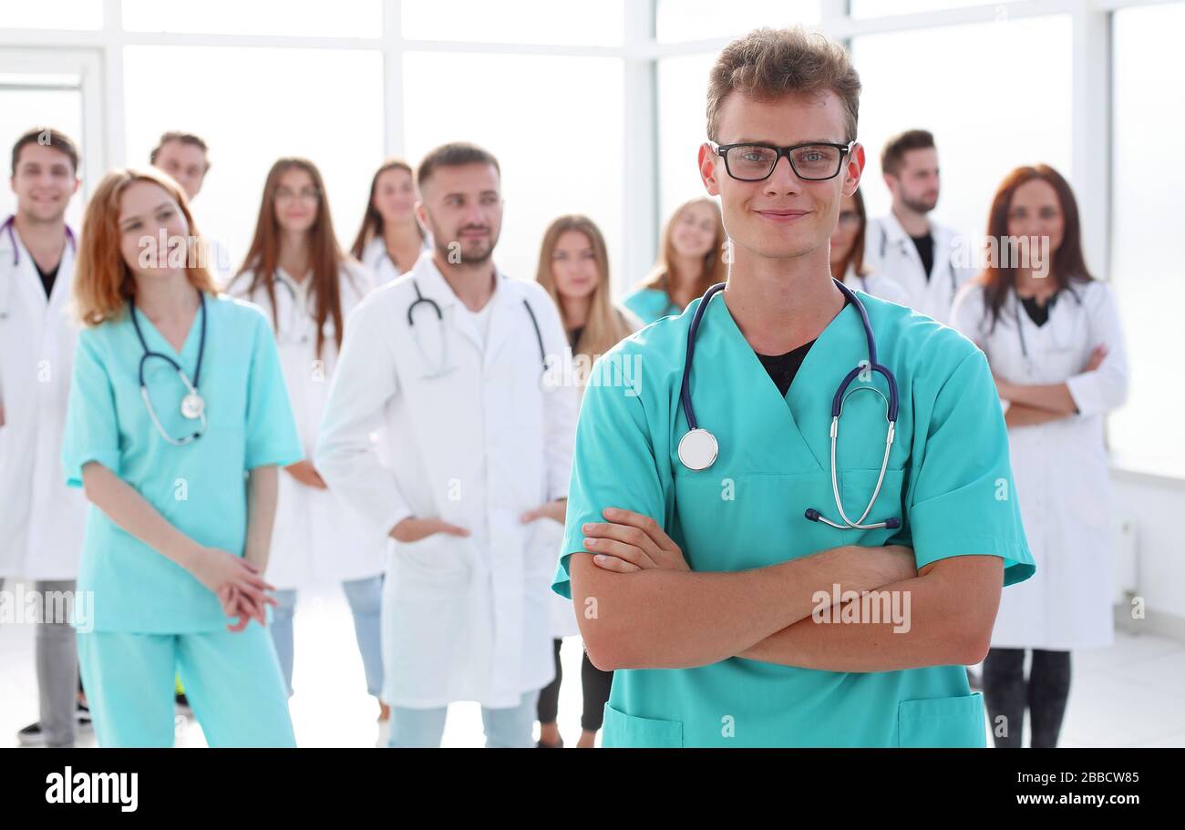 close up. a friendly group of young people looking forward Stock Photo ...