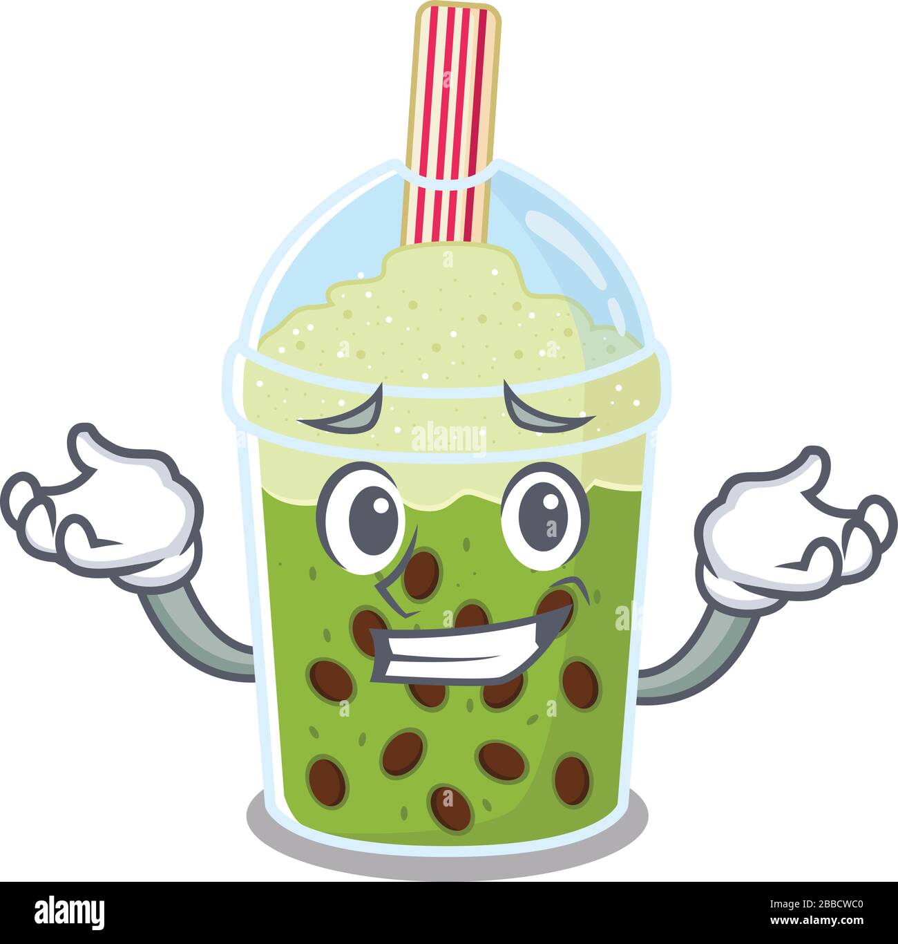 Happy face of matcha bubble tea mascot cartoon style Stock Vector Image ...