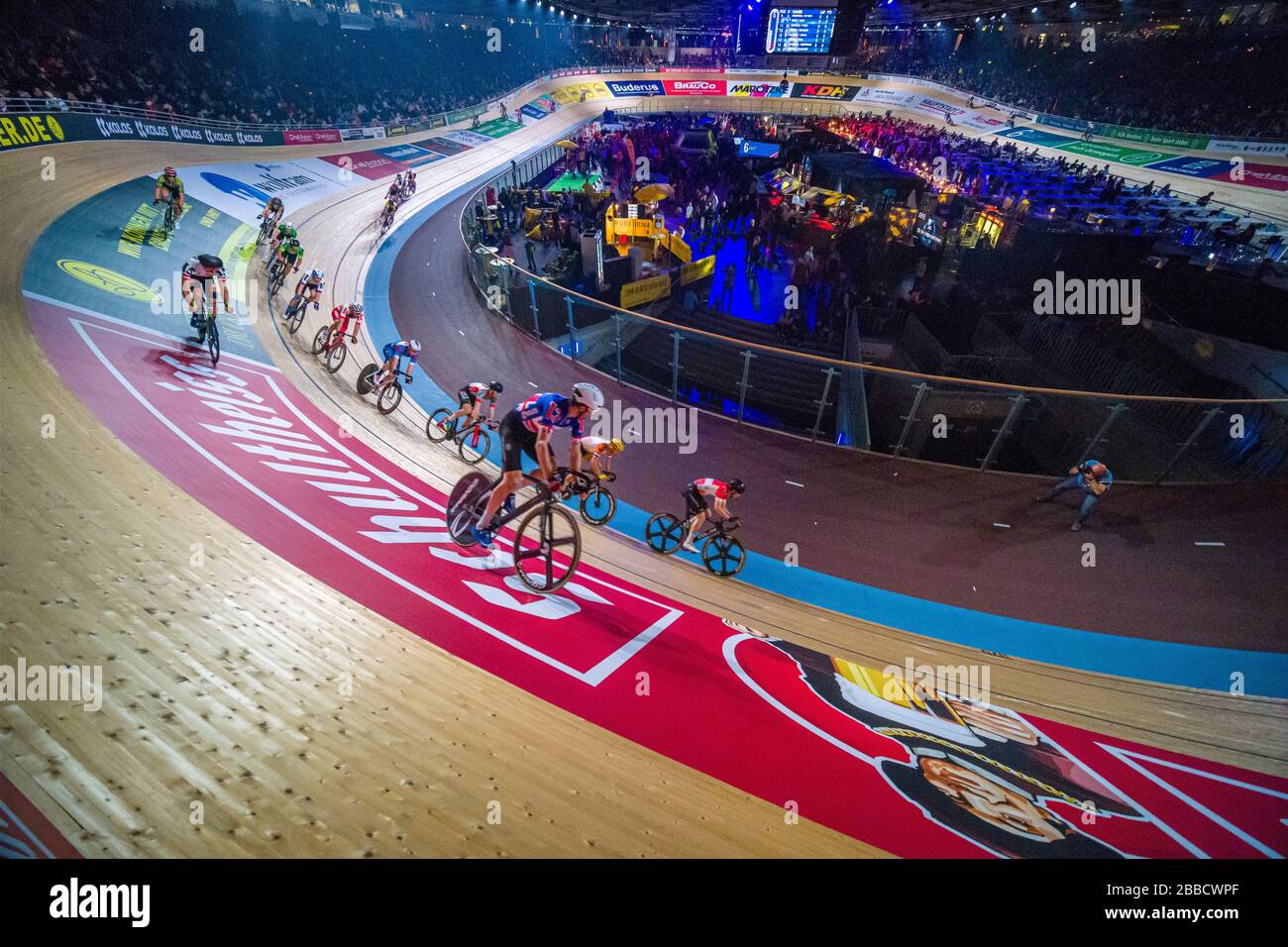 Many people watching the Six Days of Berlin, a six-day track cycling ...