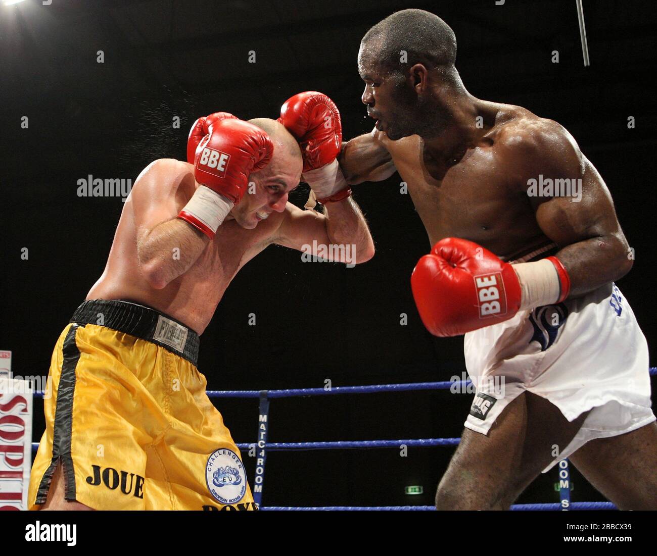 Ted Bami (Brixton, white shorts) defeats Nicolas Guisset (France ...