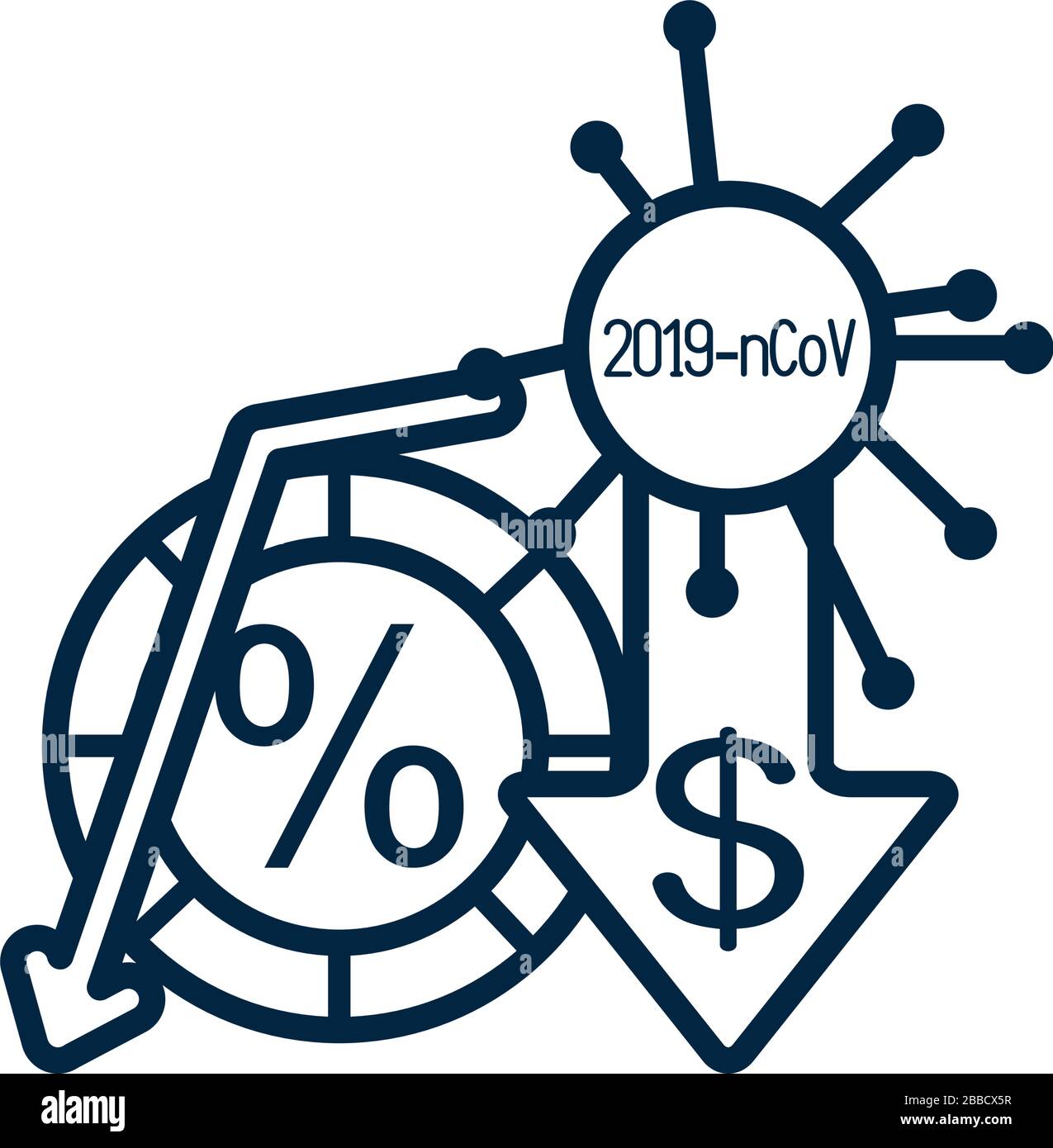 stock market crash concept, descending financial arrow and covid19 ...