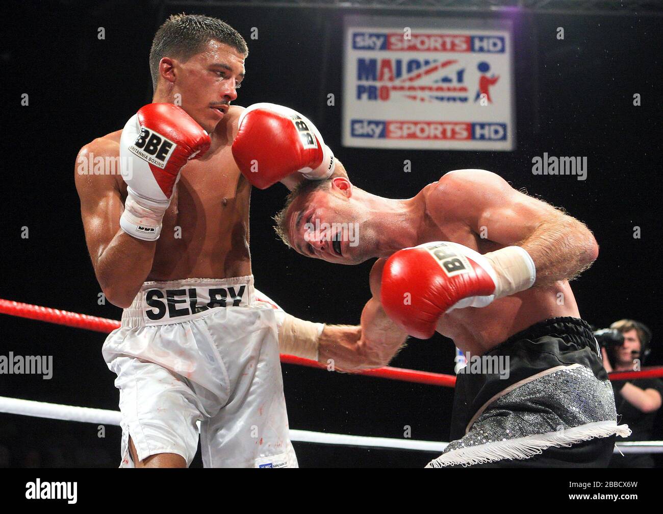 Lee Selby (white shorts) defeats Ben Jones in a Super-Featherweight ...