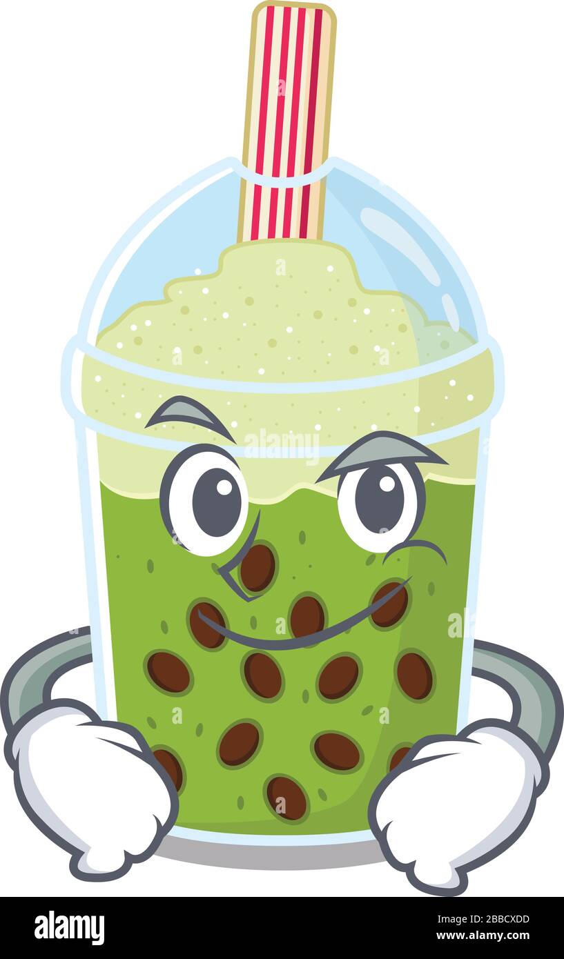 Funny matcha bubble tea mascot character showing confident gesture ...