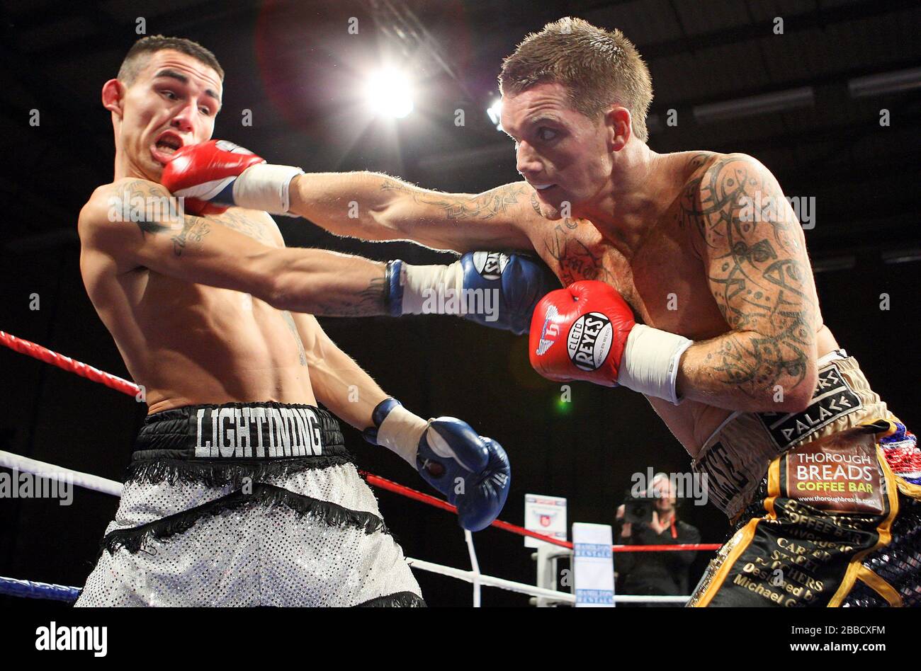 Pat McAleese (gold/black shorts) draws with Lee Noble in a Light ...