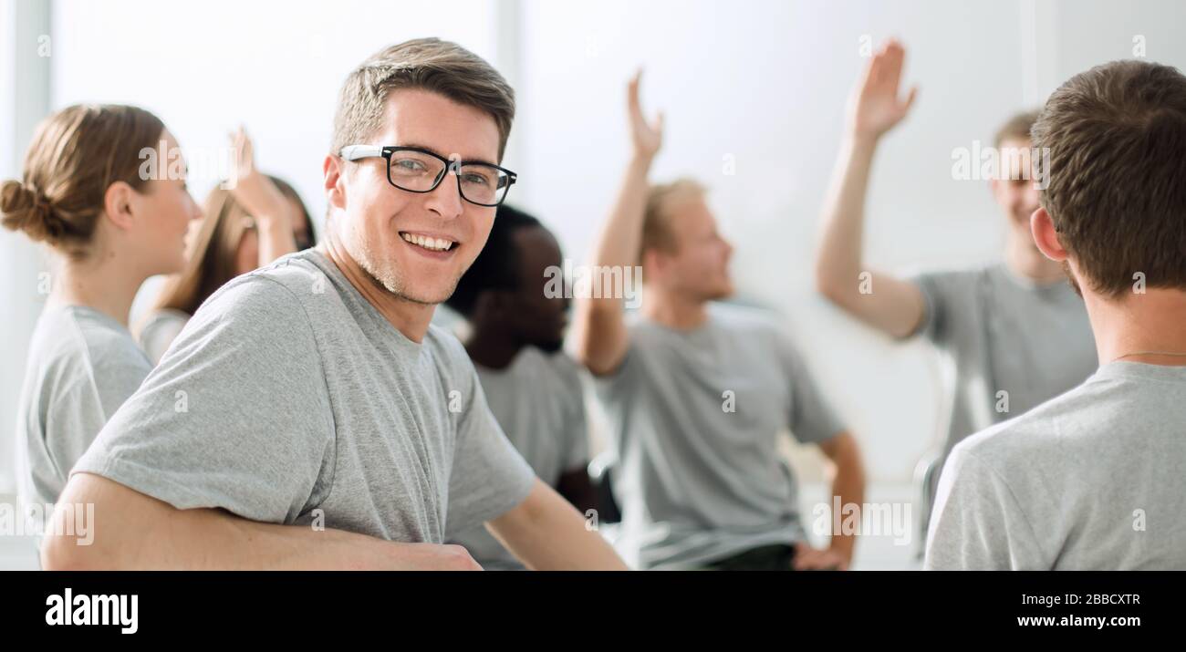 young people ask questions during the meeting Stock Photo - Alamy