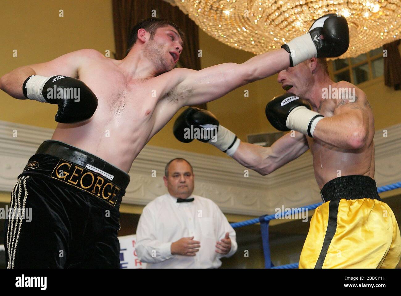 George Hillyard (black shorts, Hackney) fights Dave Wakefield (Tooting ...