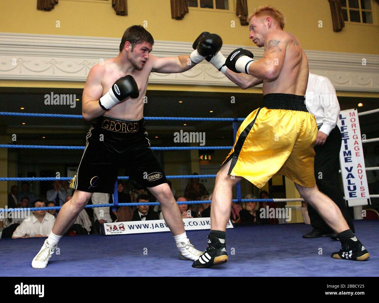 George Hillyard (black shorts, Hackney) fights Dave Wakefield (Tooting ...