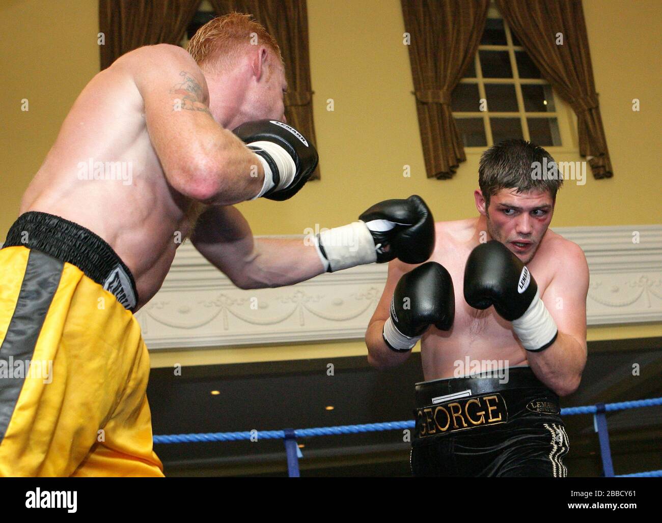 George Hillyard (black shorts, Hackney) fights Dave Wakefield (Tooting ...