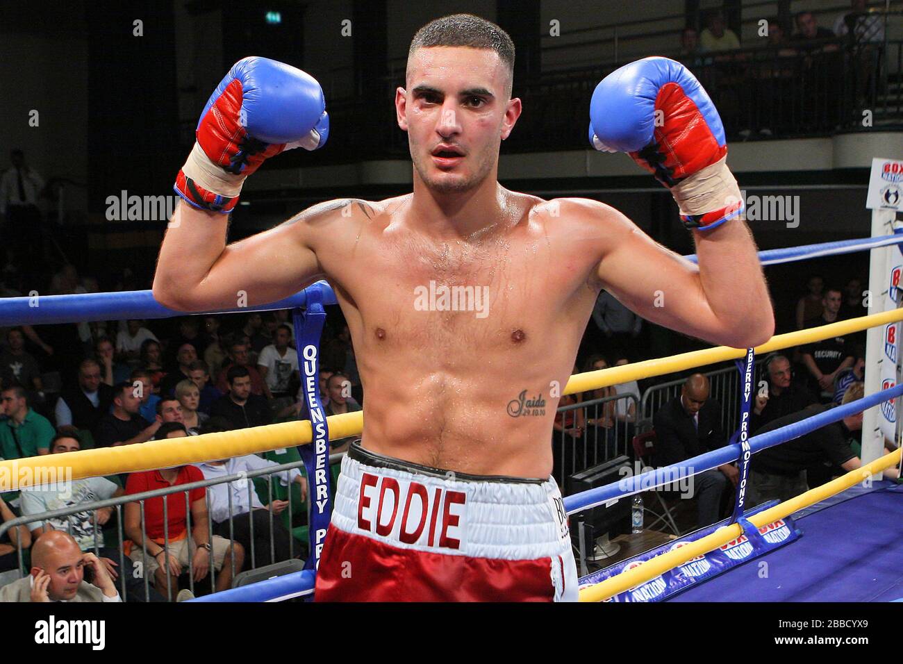 Ediz Hussein (claret/blue shorts) defeats Robin Deakin (red/black ...