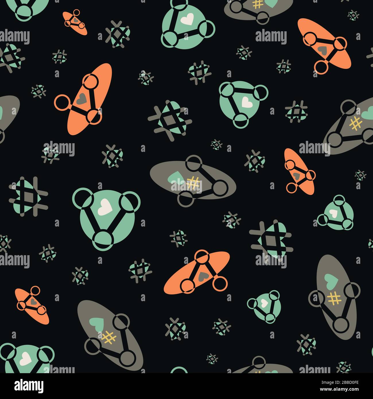 Retro share icon, hashtag, heart seamless vector pattern background ...