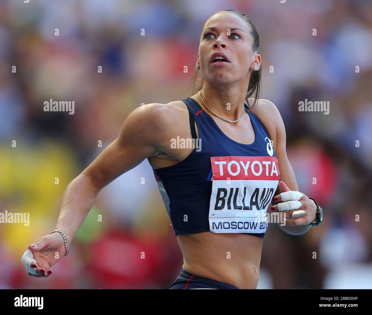 France's Cindy Billaud after the women's 100m hurdles on day seven of ...