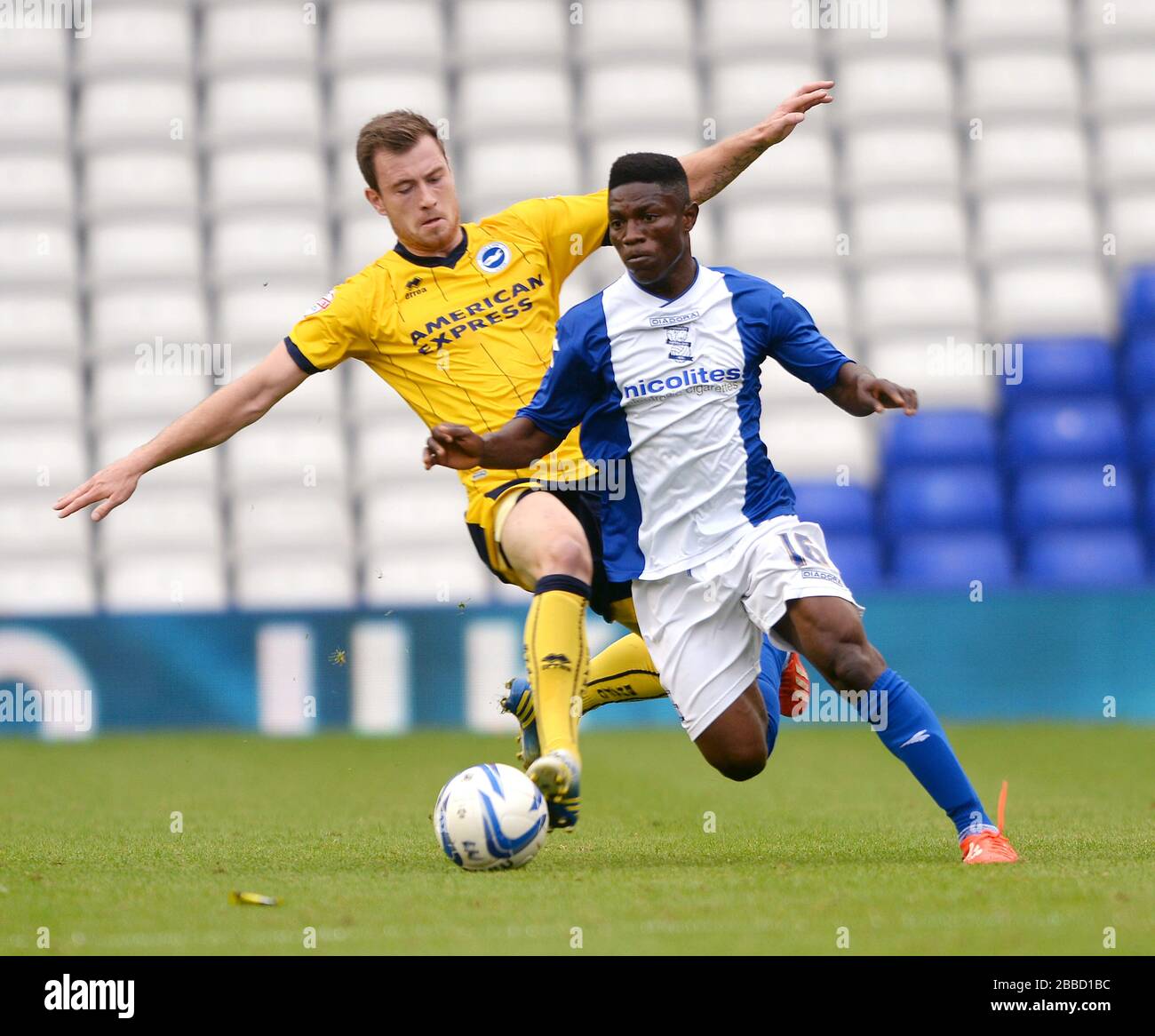 Birmingham City's Koby Arthur (right) and Brighton & Hove Albion's ...