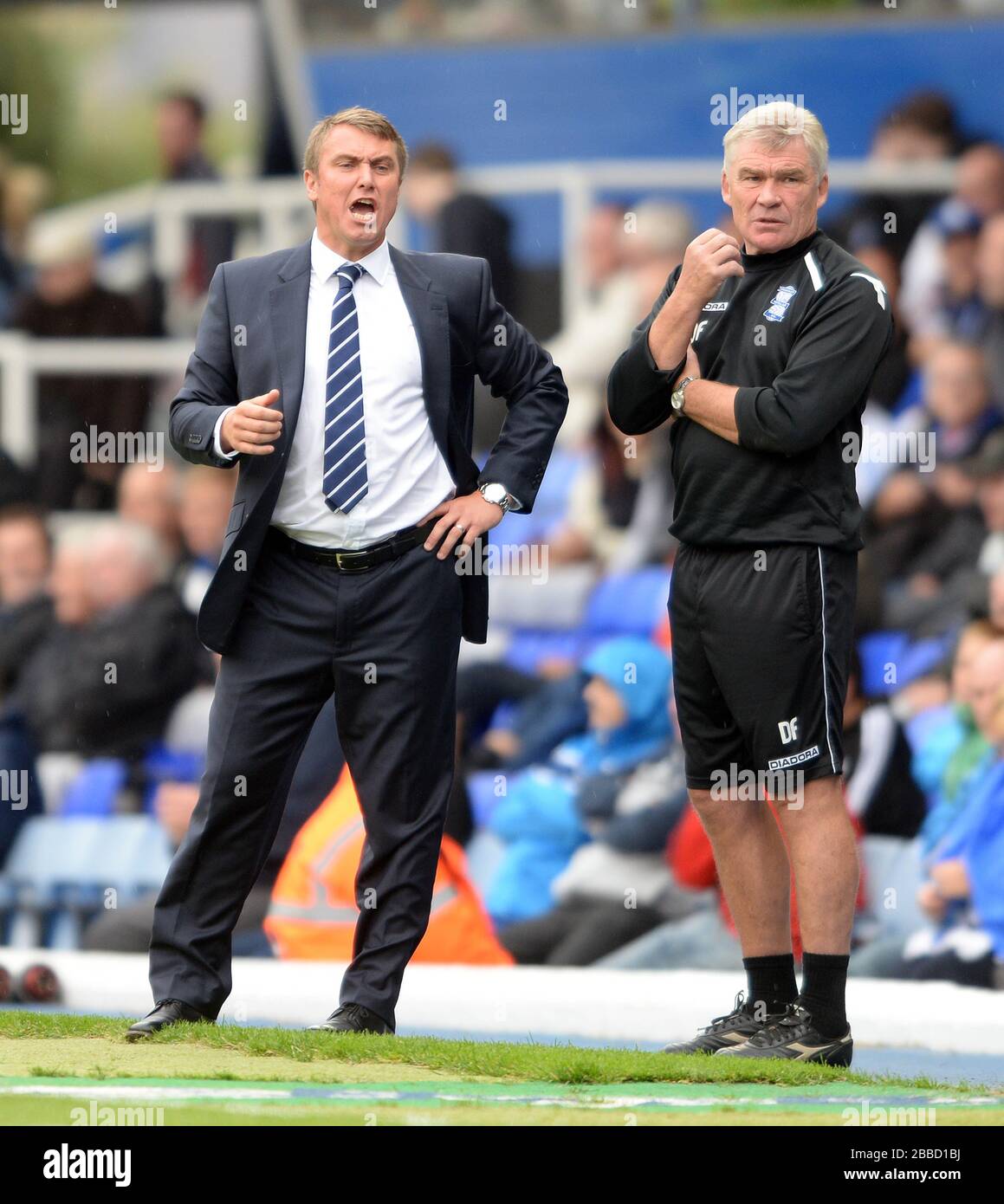 Birmingham City manager Lee Clark (left) with First Team Coach Derek ...