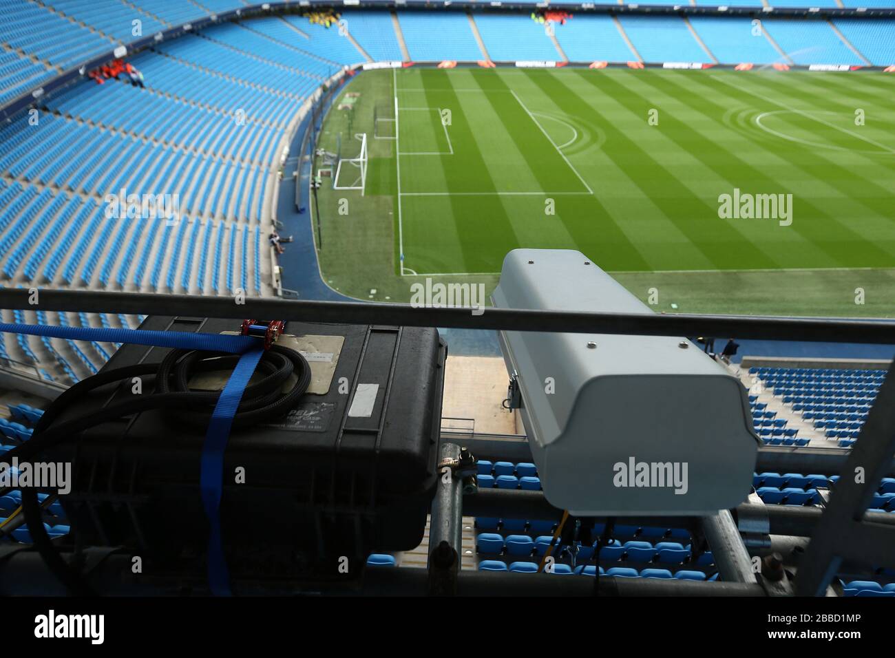 Goal Decision System set-up at the Etihad Stadium Stock Photo - Alamy