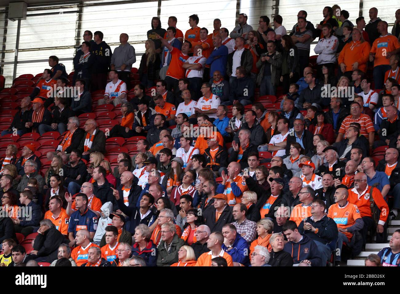 Blackpool fans in the stands Stock Photo - Alamy