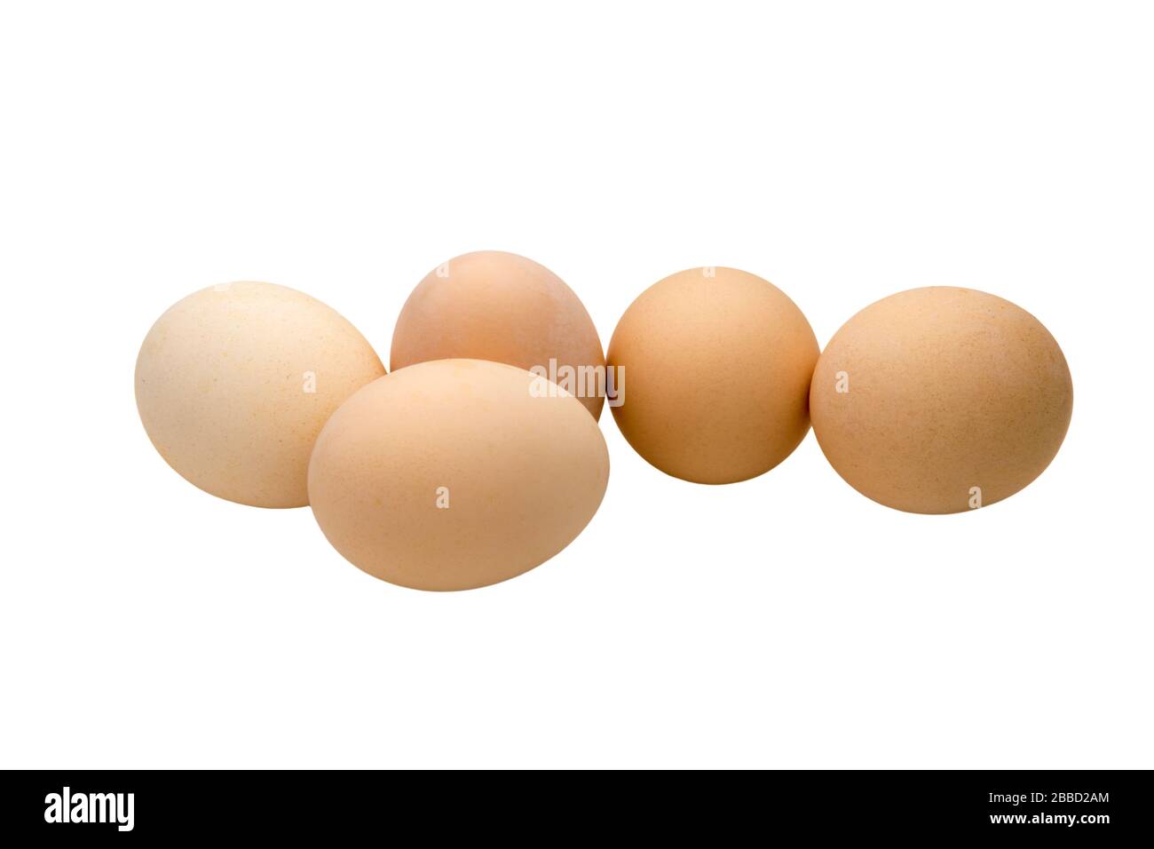 image of five cream-colored chicken eggs on a white background Stock ...