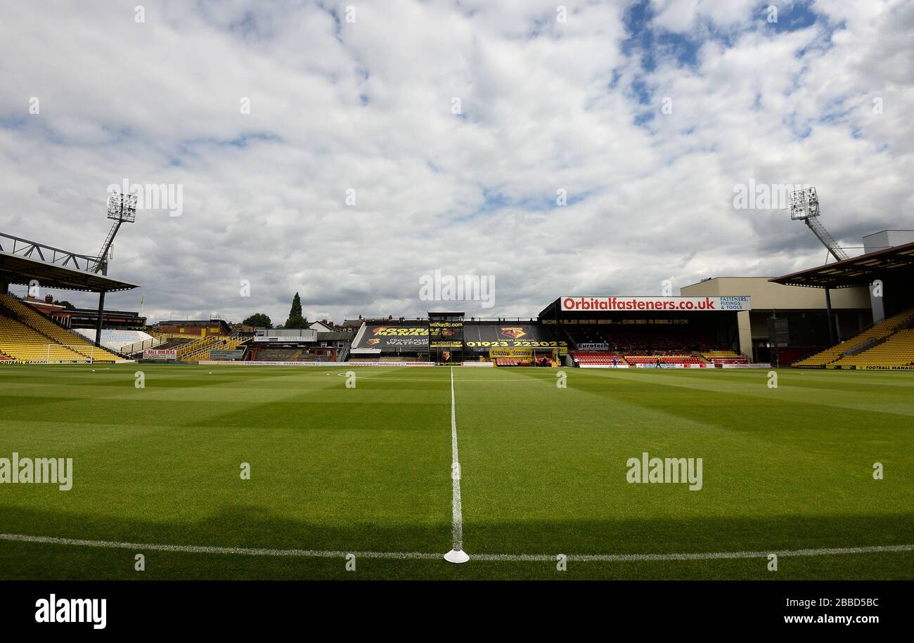 General view of the condemned East stand at Vicarage Road, home of ...