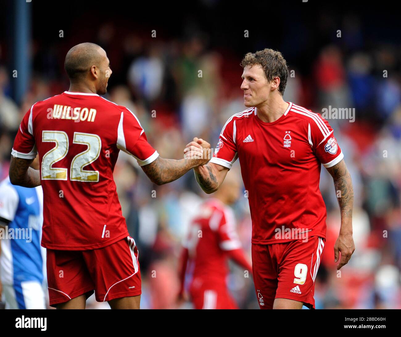 Nottingham Forest's Darius Henderson (Right) celebrates team-mate ...