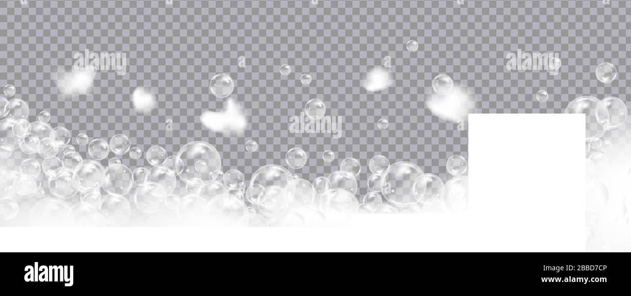Bath foam isolated on transparent background. Shampoo bubbles texture ...