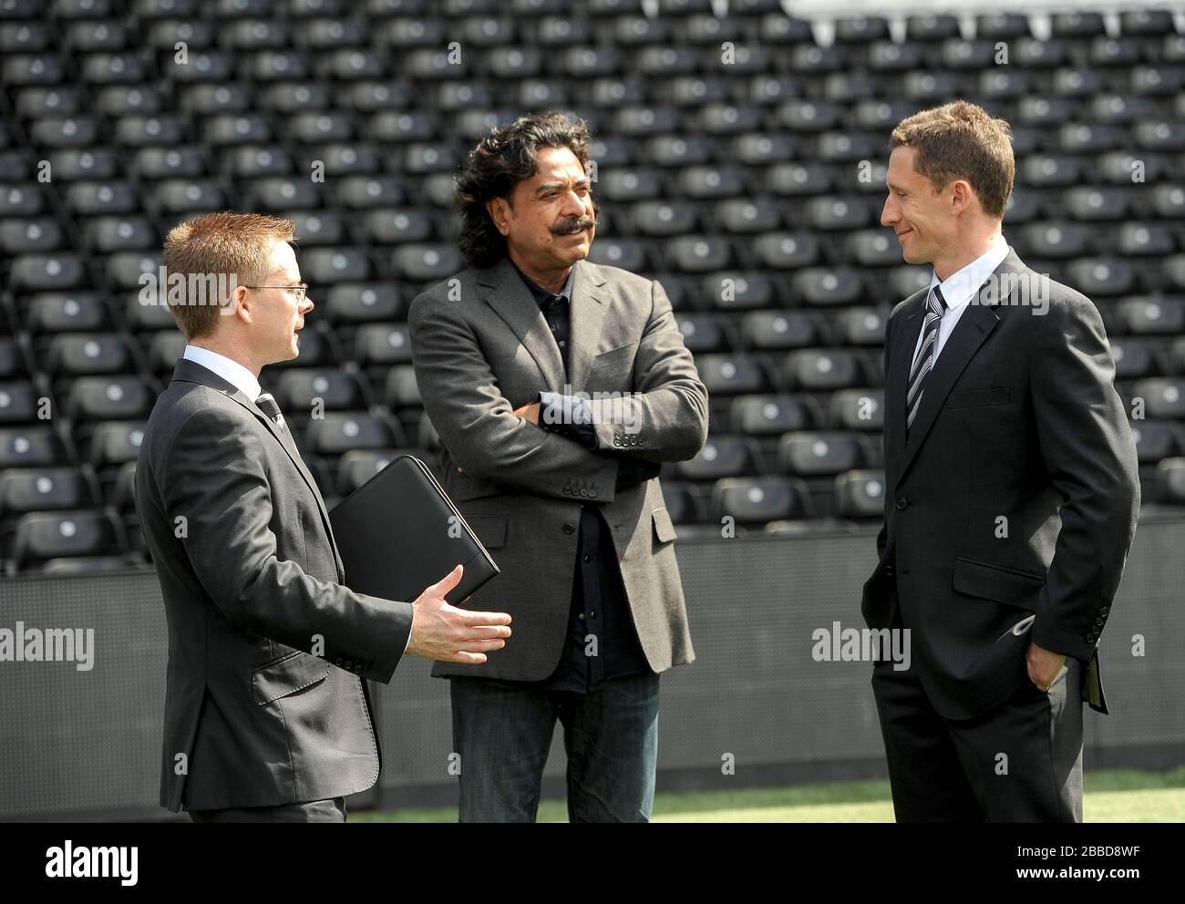 New Fulham owner and Chairman Shahid Khan is shown around the ground ...