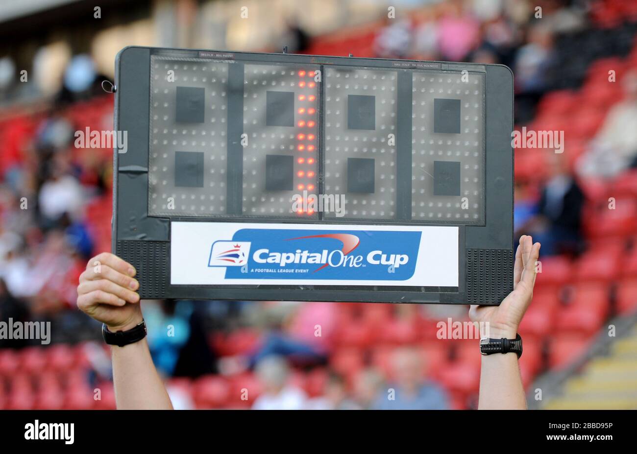 A view of the fourth official's board Stock Photo - Alamy