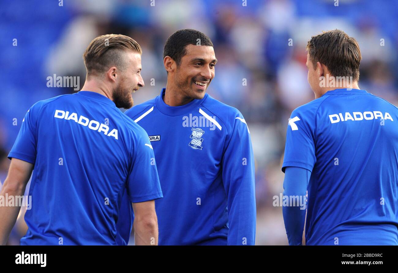 (left to right) Birmingham City's Wade Elliott, Hayden Mullins and ...