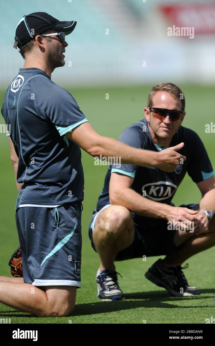 (Left to Right) Surrey's Head coach Stuart Barnes and Alistair Brown ...