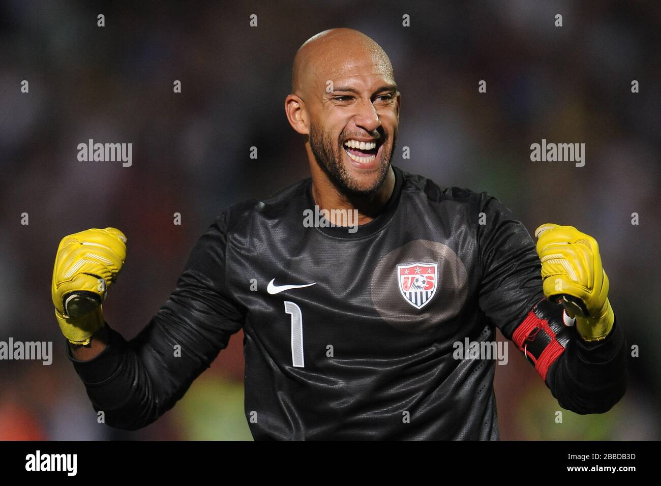 USA goalkeeper Tim Howard celebrates their fourth goal Stock Photo - Alamy